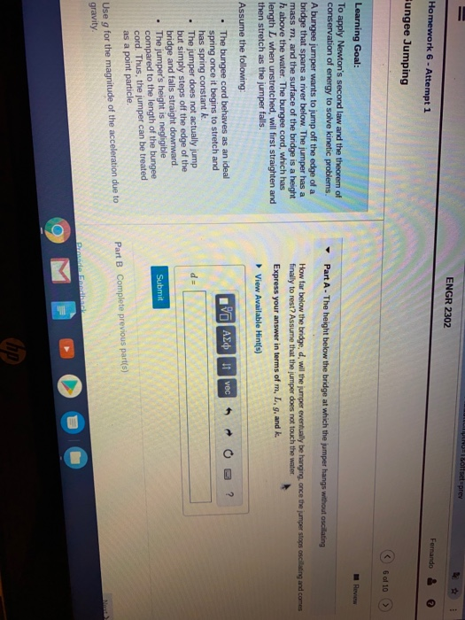 Solved & sel-prev ENGR 2302 Homework 6 - Attempt 1 Fernando | Chegg.com
