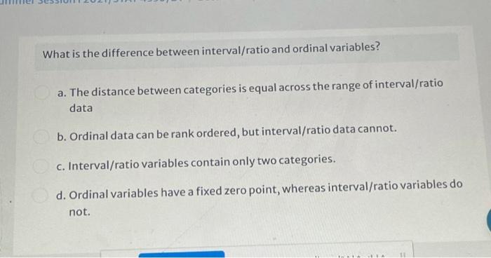 Solved What is the difference between interval/ratio and | Chegg.com