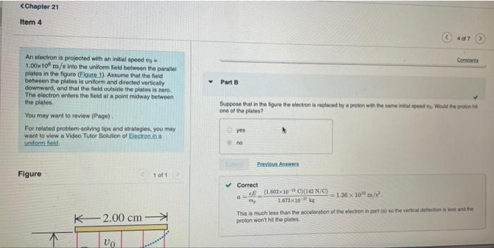 Solved Item 4 & of Constants Part An electron is projected | Chegg.com
