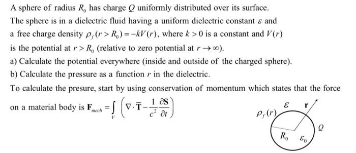 Solved A sphere of radius R0 has charge Q uniformly | Chegg.com
