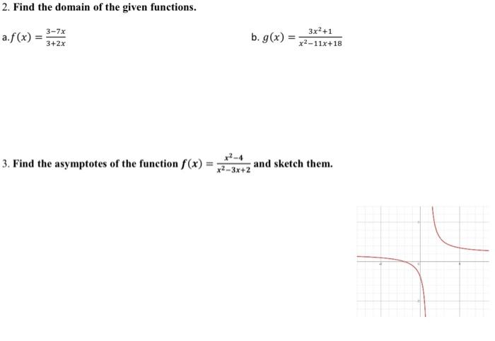 Solved 2. Find the domain of the given functions. a. | Chegg.com