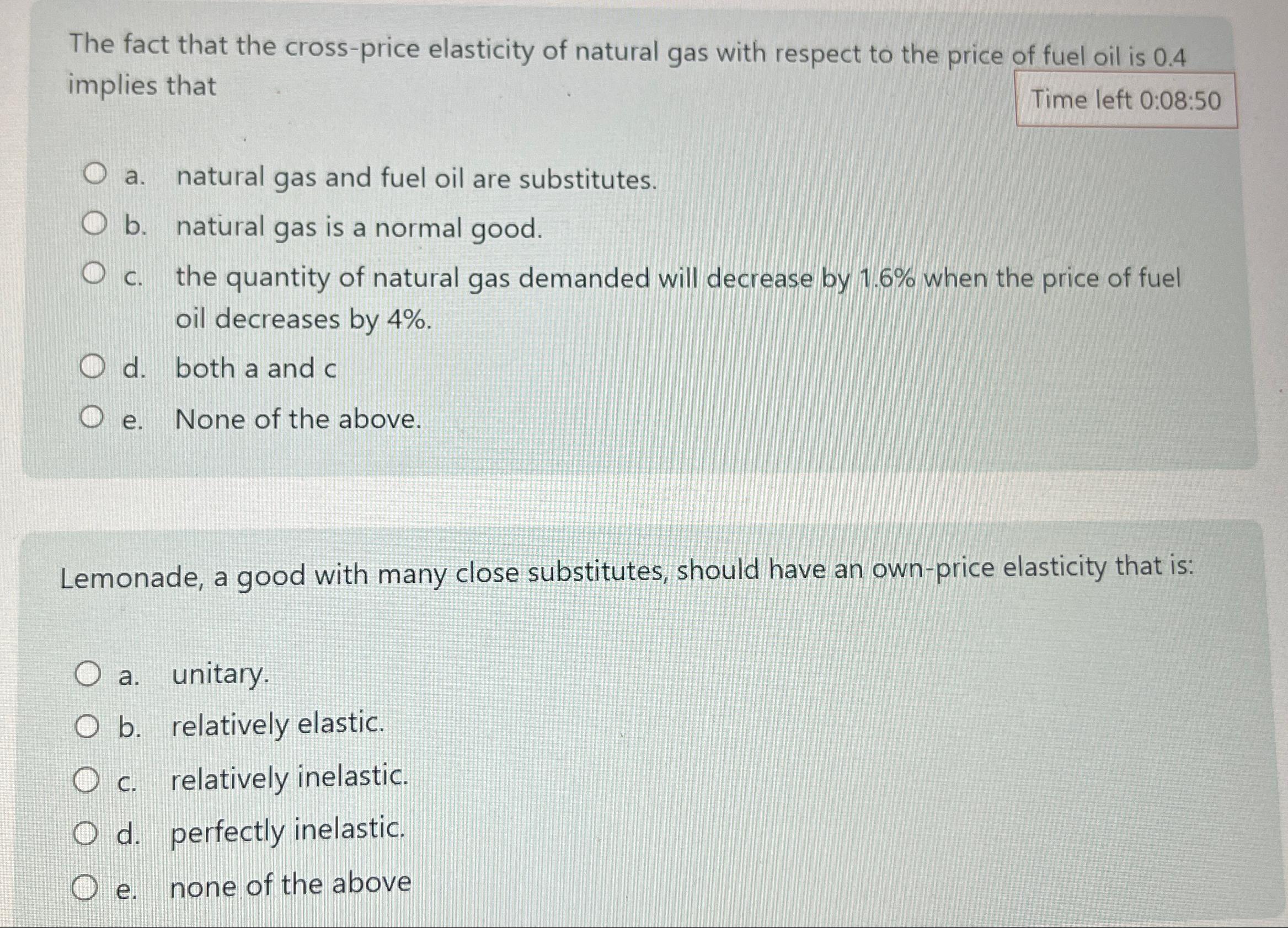 Solved The fact that the cross-price elasticity of natural | Chegg.com