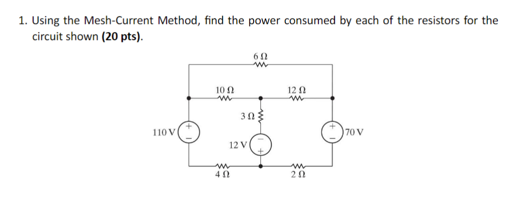Solved Using the Mesh-Current Method, find the power | Chegg.com
