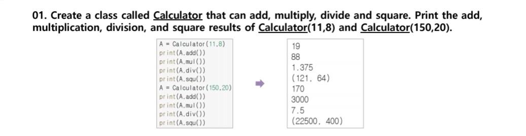 Solved 01. Create a class called Calculator that can add, | Chegg.com