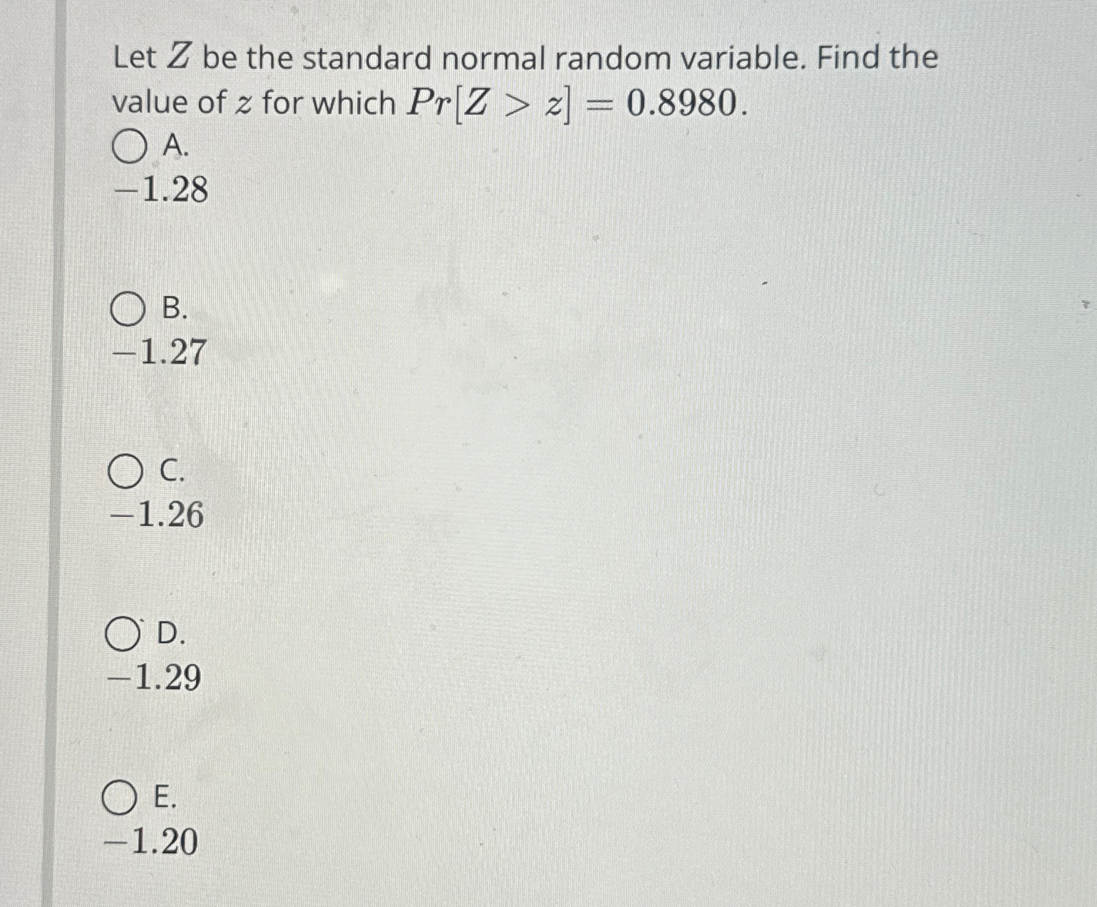 Solved Let Z ﻿be The Standard Normal Random Variable Find 4955