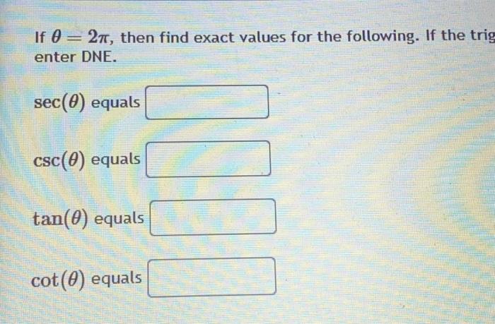 Solved If 0 = 27, then find exact values for the following. | Chegg.com