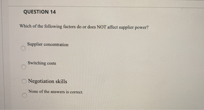 Solved QUESTION 14 Which of the following factors do or does | Chegg.com
