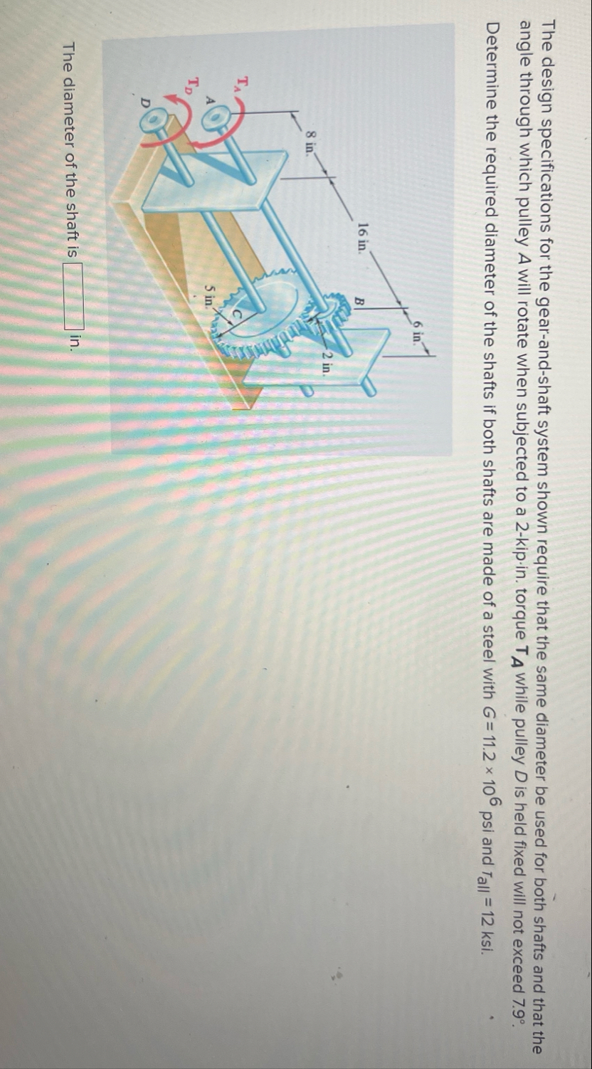 Solved The design specifications for the gear-and-shaft | Chegg.com