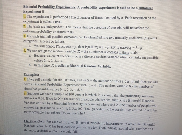 Solved Binomial Probability Experiments: A probability | Chegg.com