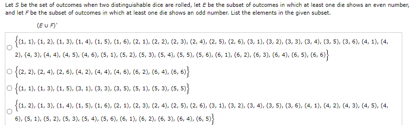 Let S ﻿be the set of outcomes when two | Chegg.com
