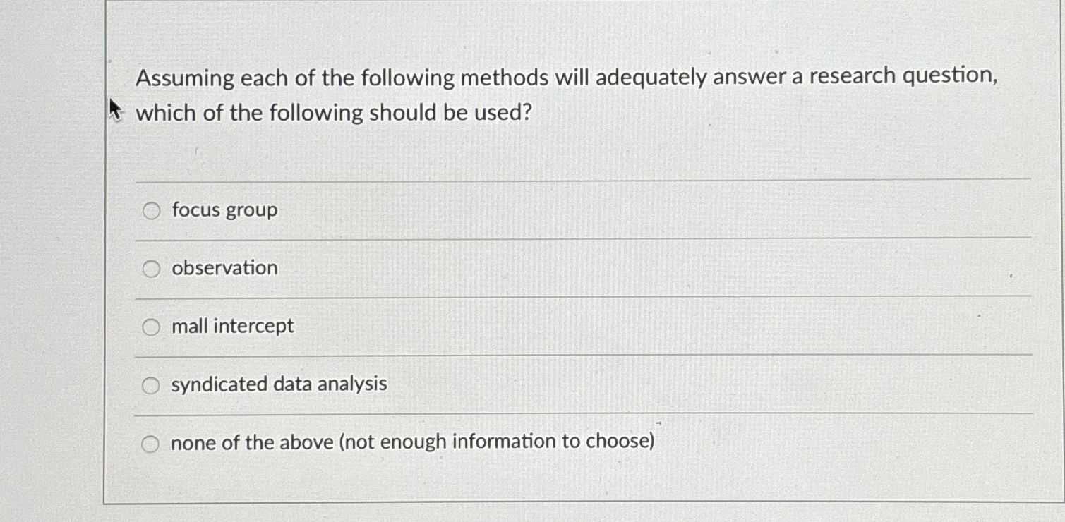 Solved Assuming each of the following methods will | Chegg.com