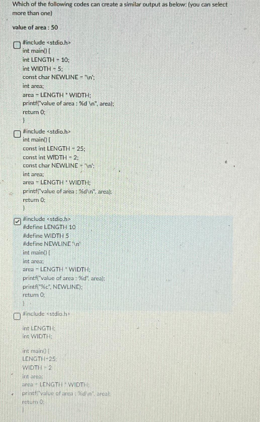 Solved Which of the following codes can create a similar | Chegg.com