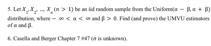 Solved 5. Let X1,X2,…,Xn(n>1) be an iid random sample from | Chegg.com