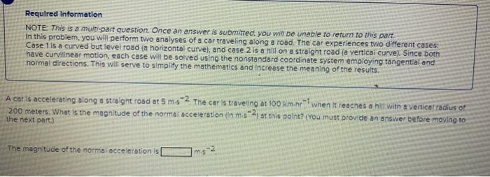 Solved Required Information NOTE: This is a mult-part | Chegg.com