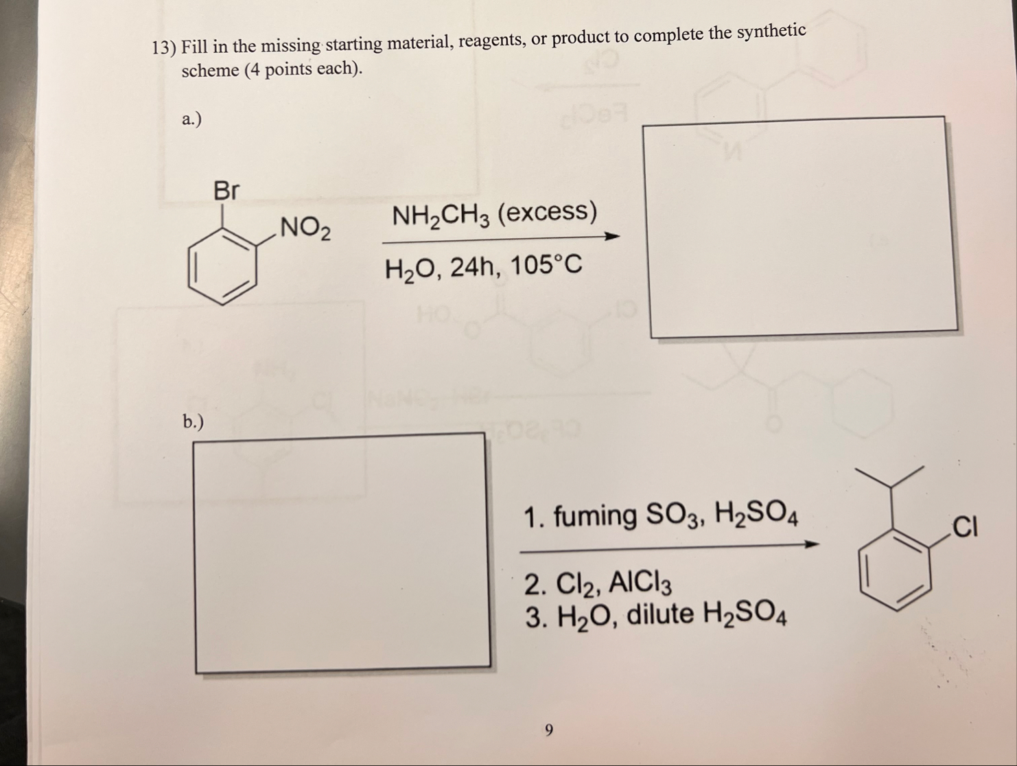 Fill in the missing starting material, reagents, or | Chegg.com