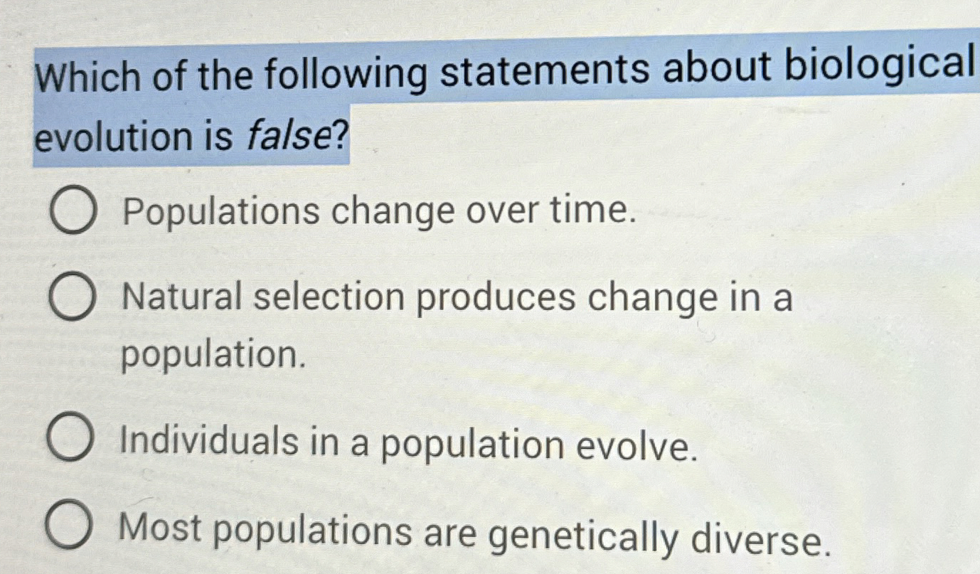 Solved Which of the following statements about biological | Chegg.com