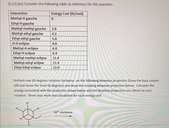 Solved 3) (10 pts) Consider the following table as reference | Chegg.com