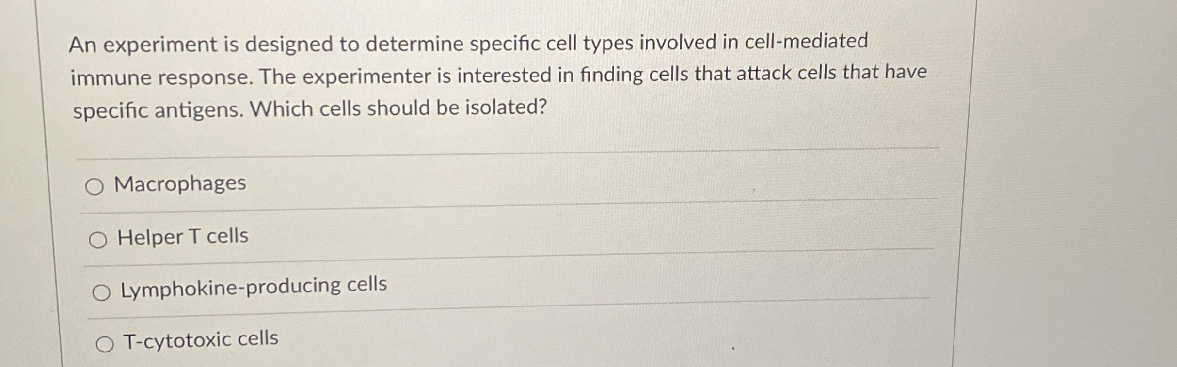 Solved An experiment is designed to determine specific cell | Chegg.com