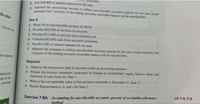 Solved Exercise 7-7A Effect of recognizing uncollectible | Chegg.com
