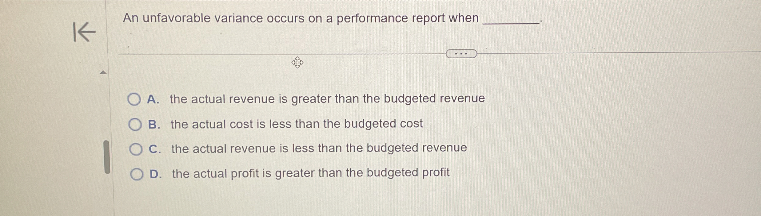 Solved An unfavorable variance occurs on a performance | Chegg.com