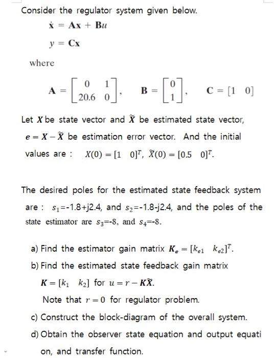 Solved Consider the regulator system given below. | Chegg.com