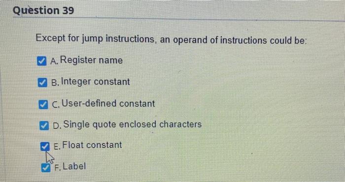 Solved Except for jump instructions, an operand of | Chegg.com