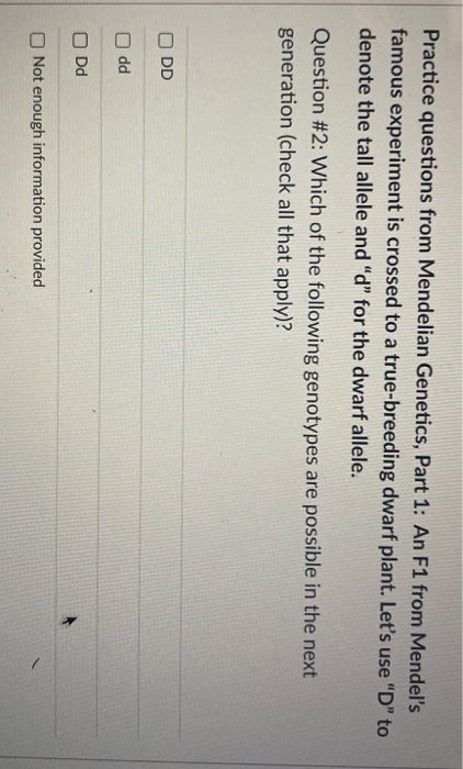 Solved Practice questions from Mendelian Genetics, Part 1: | Chegg.com