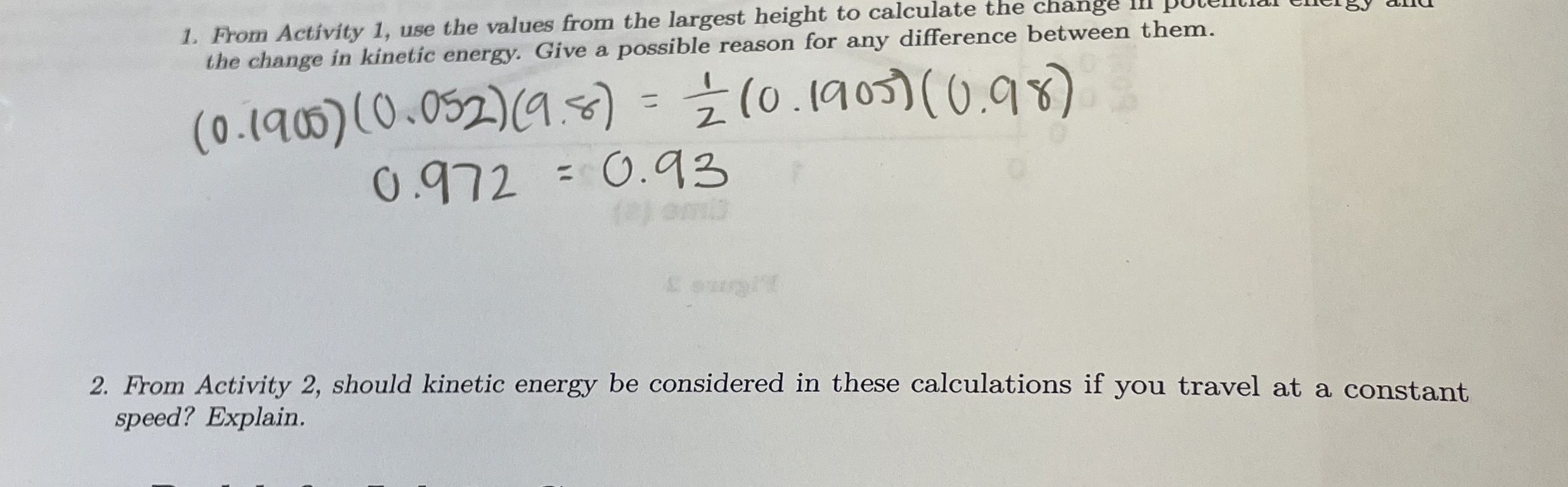 Solved From Activity 1, ﻿use the values from the largest | Chegg.com