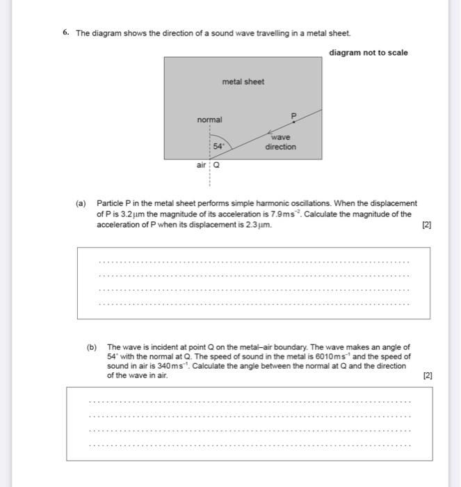 Solved 6. The diagram shows the direction of a sound wave | Chegg.com