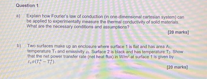 Solved Explain how Fourier's law of conduction (in | Chegg.com