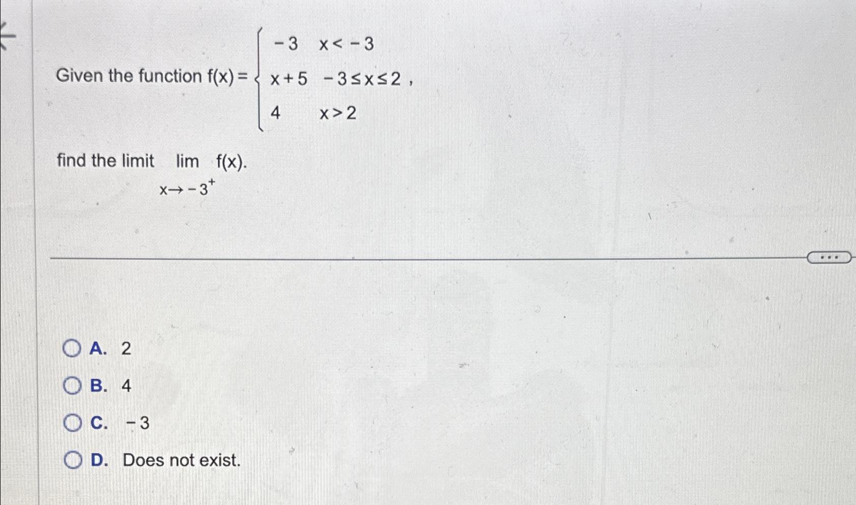 Solved Given the function f(x)={-3,x 2find | Chegg.com