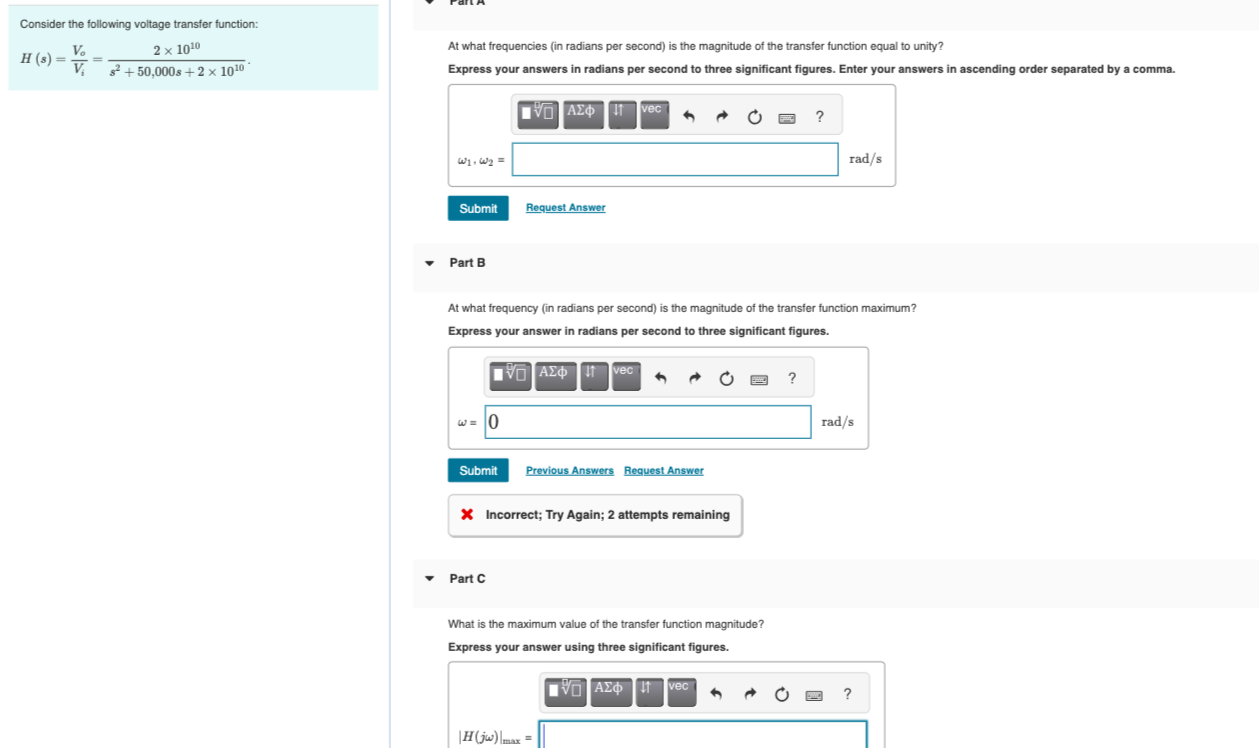 Solved Consider the following voltage transfer | Chegg.com