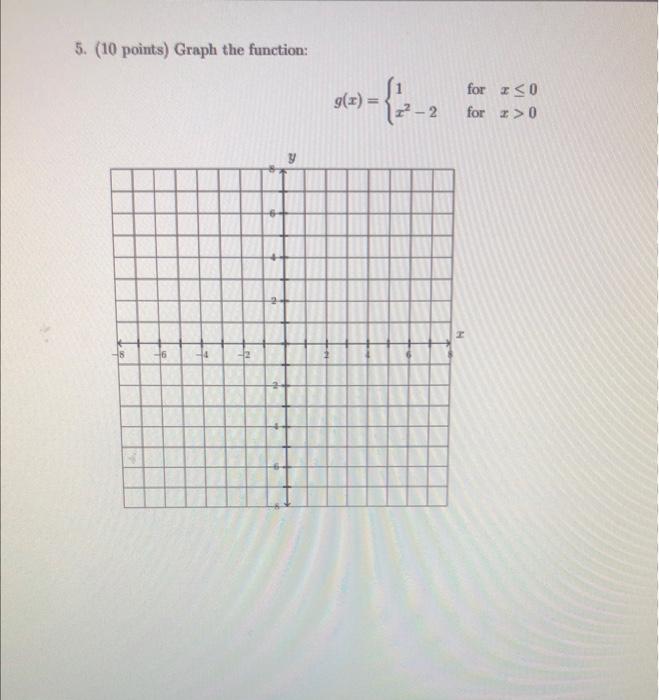 Solved 5. (10 points) Graph the function: g(x)={1x2−2 for | Chegg.com