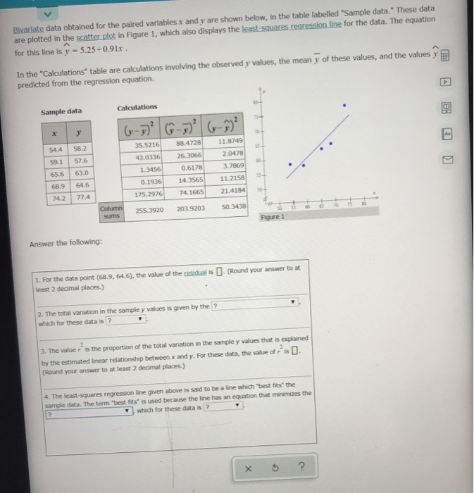 Solved Bivariate data obtained for the paired variables x | Chegg.com