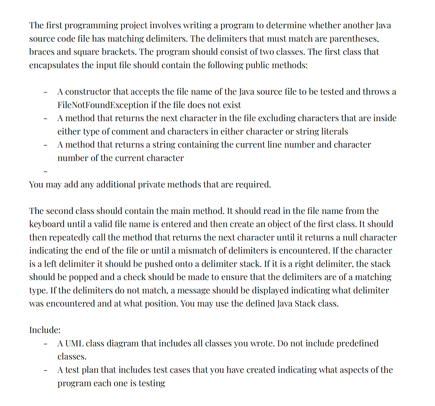 Solved The first programming project involves writing a | Chegg.com