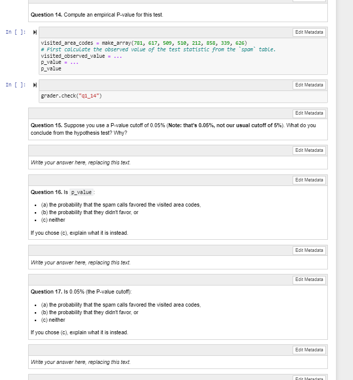 Solved Question 14. ﻿Compute an empirical P-value for this | Chegg.com