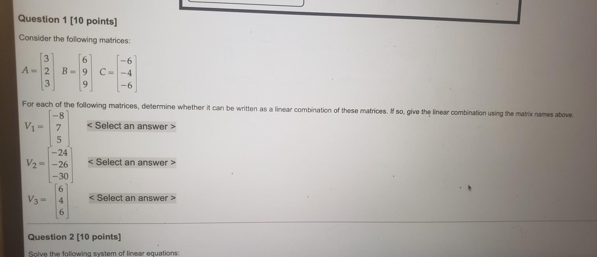 Consider the following matrices: | Chegg.com