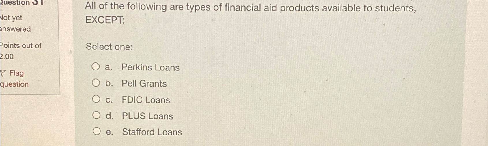 Solved All of the following are types of financial aid | Chegg.com