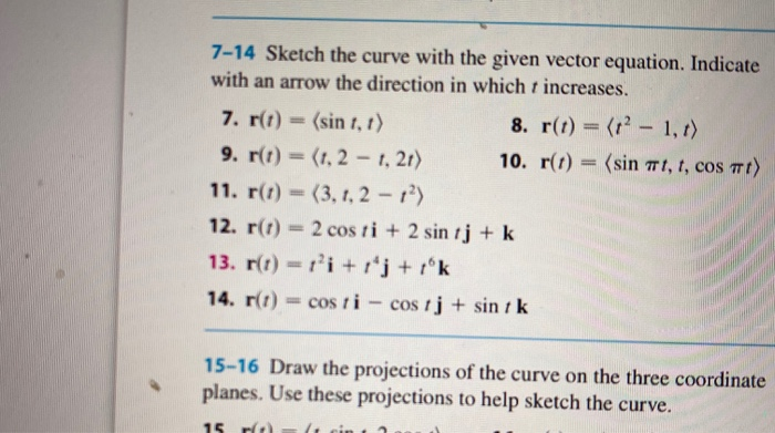 Solved 7-14 Sketch the curve with the given vector equation. | Chegg.com
