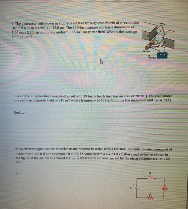 Solved 4. The generator coil shown in Figure is rotated | Chegg.com