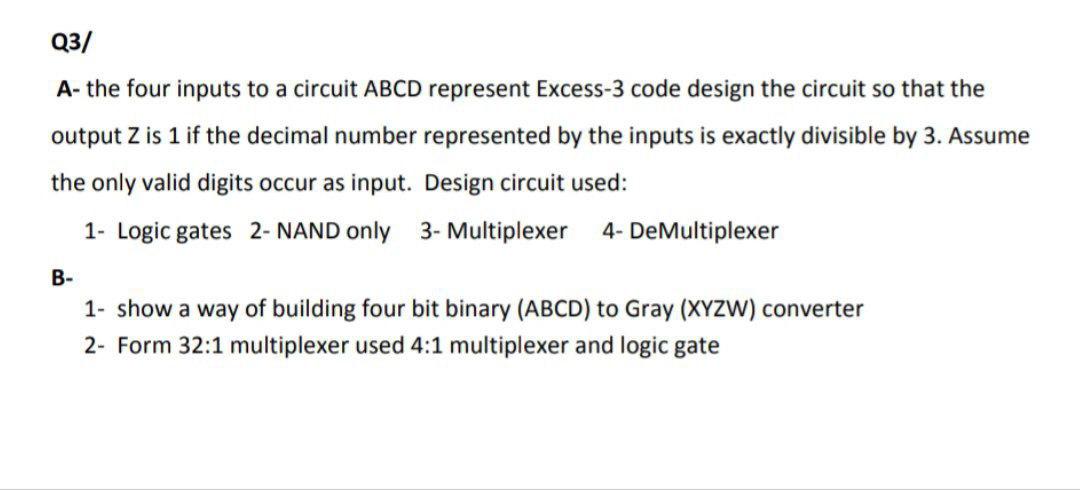 Solved Q3/ A- the four inputs to a circuit ABCD represent | Chegg.com