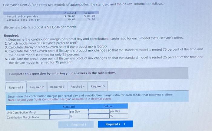 Solved Required: 1. Determine the contribution margin per | Chegg.com