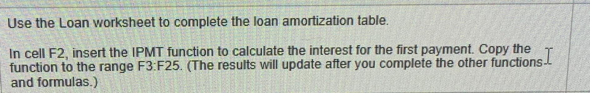 Use the Loan worksheet to complete the loan | Chegg.com