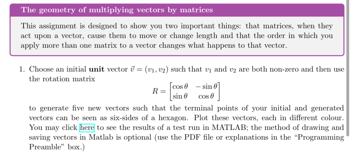 The geometry of multiplying vectors by matricesThis | Chegg.com
