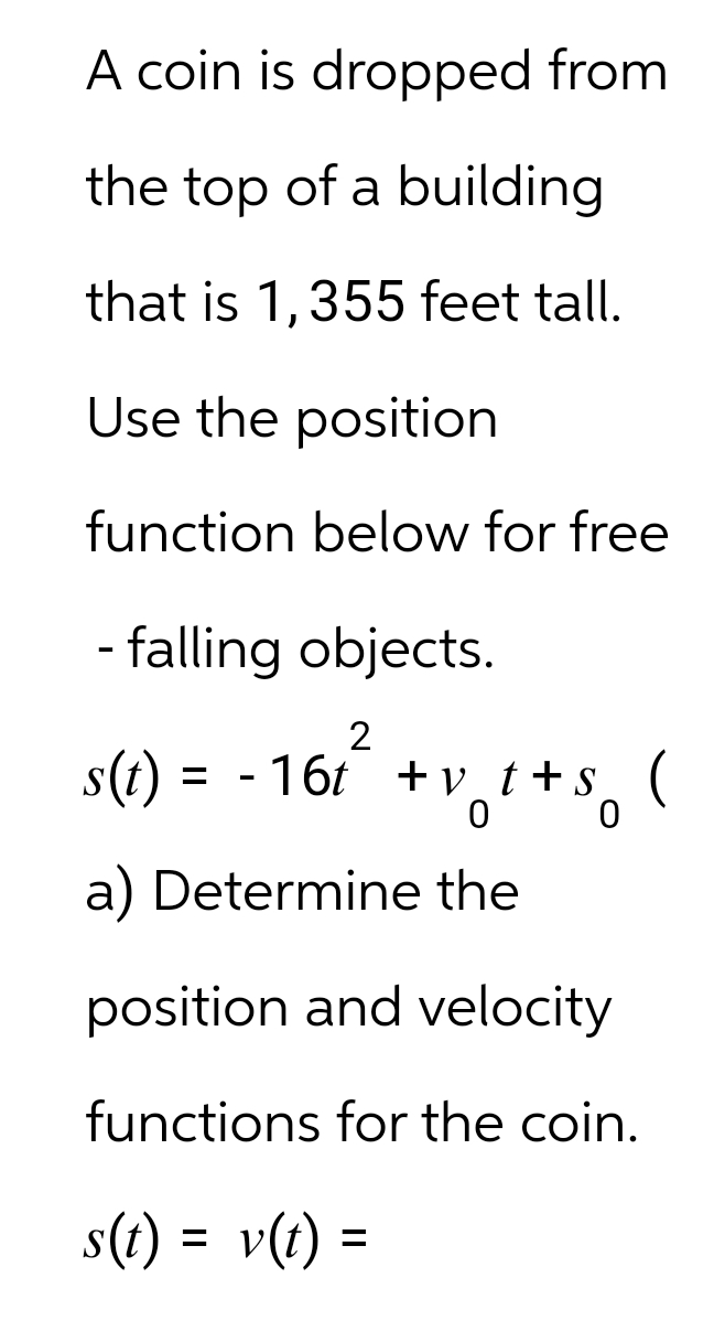 Solved A coin is dropped from the top of a building that is | Chegg.com