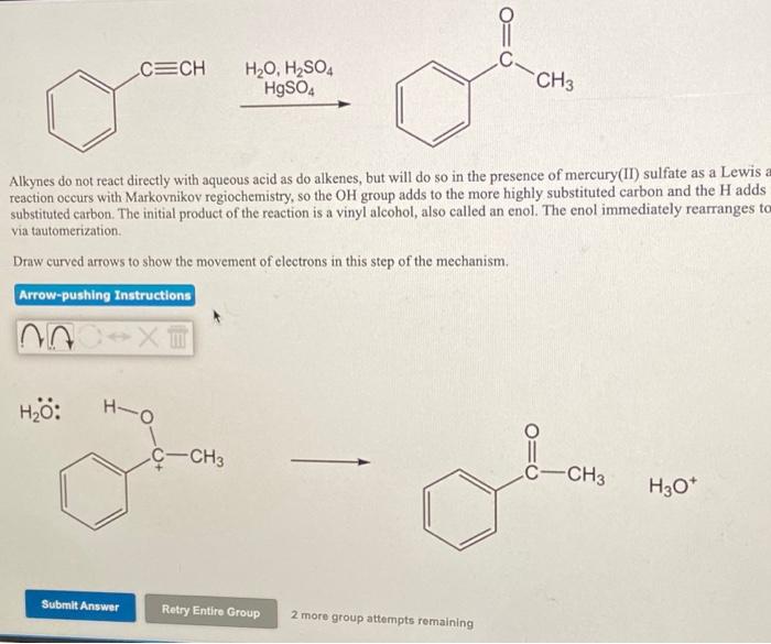 Solved CECH H2O, H2SO4 HgSO4 "CH₃ Alkynes do not react | Chegg.com