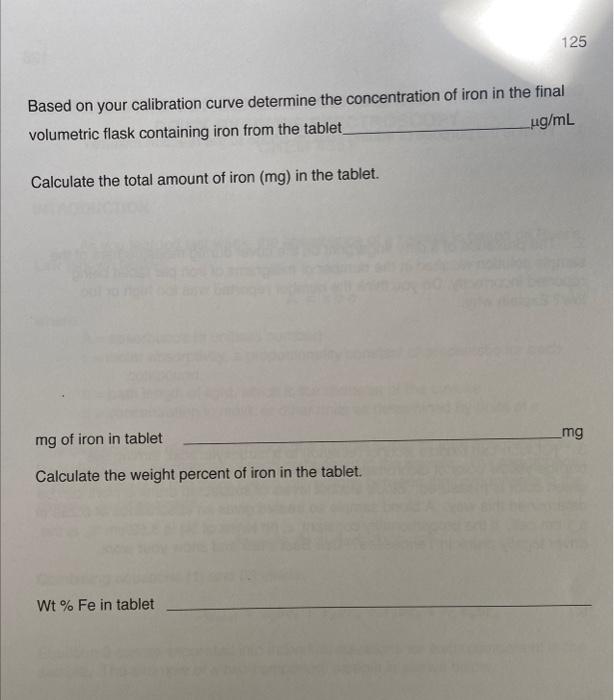 CHEM 4551 DETERMINATION OF IRON IN A VITAMIN TABLET | Chegg.com