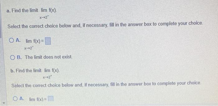 Solved (x)=a. Find the limit limf(x). Select the correct | Chegg.com