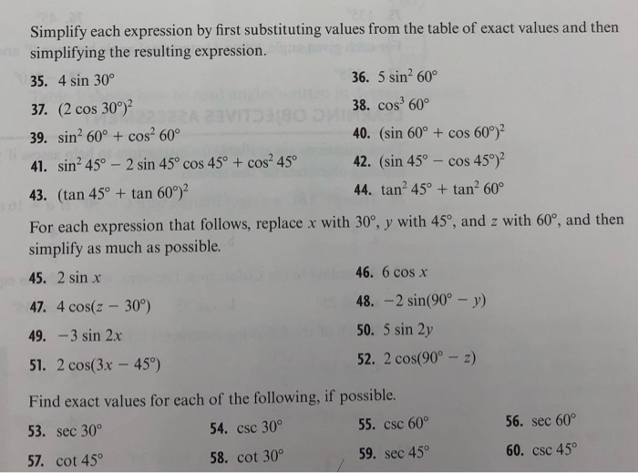 Solved Simplify each expression by first substituting values | Chegg.com