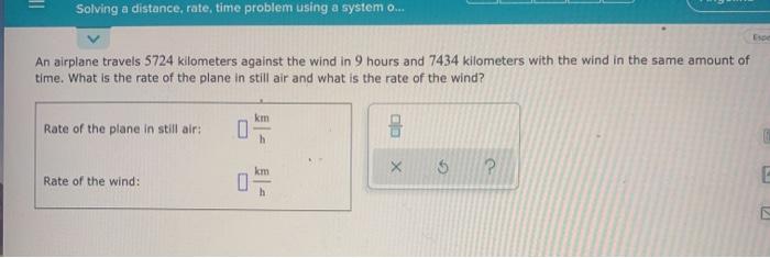 Solved Solving a distance, rate, time problem using a system | Chegg.com